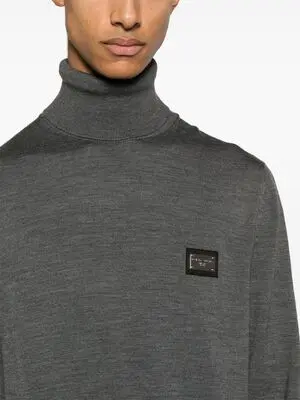 Dolce & Gabbana Logo-appliqué Wool Jumper - Grey