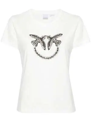 Pinko Love Birds Cotton T-shirt - White