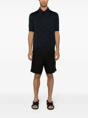 Dolce & Gabbana Logo-jacquard Silk Polo Shirt - Blue
