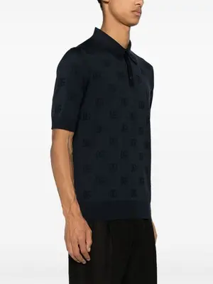 Dolce & Gabbana Logo-jacquard Silk Polo Shirt - Blue