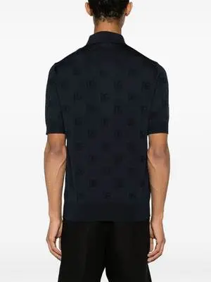 Dolce & Gabbana Logo-jacquard Silk Polo Shirt - Blue