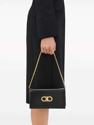 FERRAGAMO Double Gancini Mini Shoulder Bag - Black