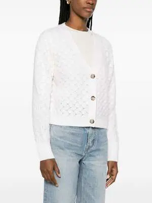 ALLUDE Crochet-knitted V-neck Cardigan