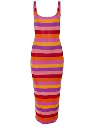 Carolina Herrera Striped Knitted Midi Dress - Pink
