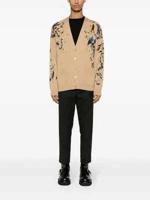 Moschino Paint-splatter Wool Cardigan