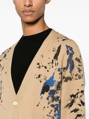 Moschino Paint-splatter Wool Cardigan