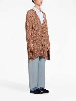 Marni Decorative-stitch Chunky Cable-knit Cardigan - Orange