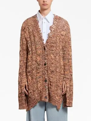 Marni Decorative-stitch Chunky Cable-knit Cardigan - Orange