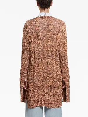 Marni Decorative-stitch Chunky Cable-knit Cardigan - Orange