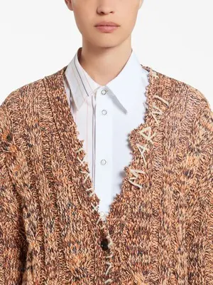 Marni Decorative-stitch Chunky Cable-knit Cardigan - Orange