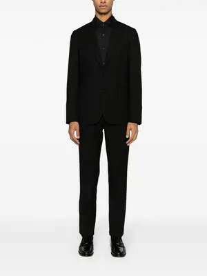 BARBA NAPOLI Spread-collar Button-down Shirt - Black
