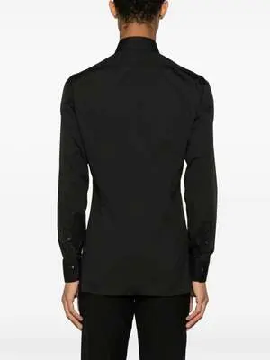 BARBA NAPOLI Spread-collar Button-down Shirt - Black