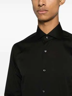BARBA NAPOLI Spread-collar Button-down Shirt - Black