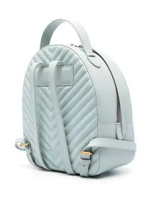 Pinko Love Quilted Leather Backpack - Grey