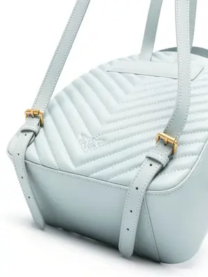 Pinko Love Quilted Leather Backpack - Grey