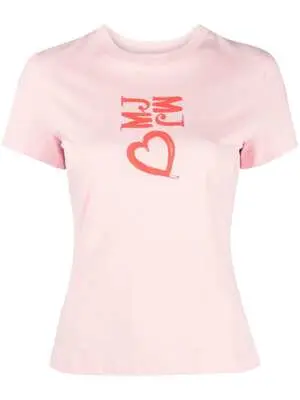 Moschino Heart-print Cotton T-shirt - Pink