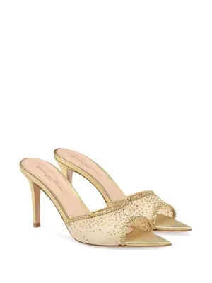 GIANVITO ROSSI Rania 85mm Crystal-embellished Mules - Neutrals