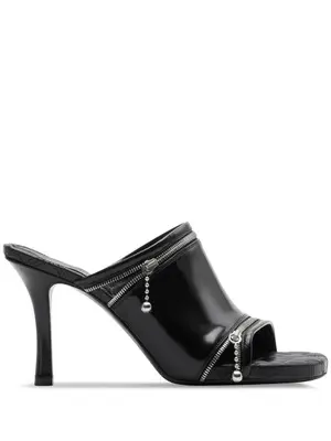 Burberry Peep 85mm Leather Sandals - Black
