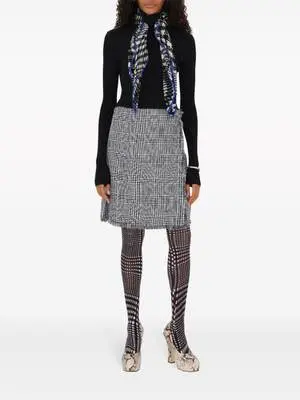Burberry Plaid Fringed Miniskirt - Black