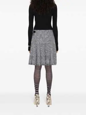 Burberry Plaid Fringed Miniskirt - Black