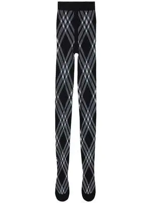 Burberry Check-print Wool-blend Tights - Black