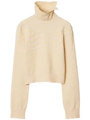 Burberry Warped Houndstooth Jacquard Jumper - Neutrals