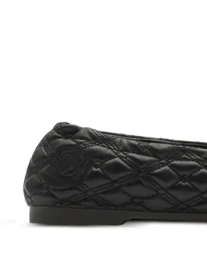 Burberry Equestrian Knight-embroidered Leather Ballerinas - Black