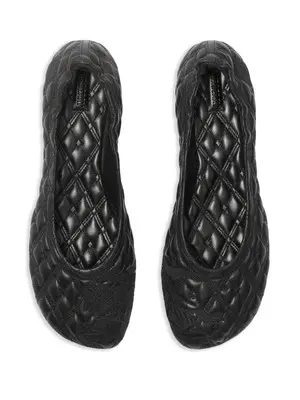 Burberry Equestrian Knight-embroidered Leather Ballerinas - Black