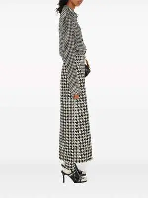 Burberry Houndstooth-pattern Gabardine Cropped Trousers
