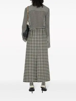 Burberry Houndstooth-pattern Gabardine Cropped Trousers