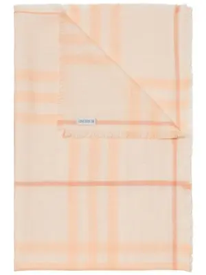 Burberry Checkered Reversible Frayed Scarf - Pink