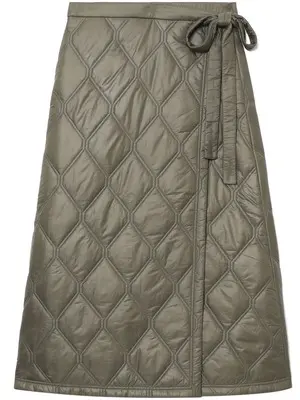 GANNI Quilted Wrap Midi Skirt