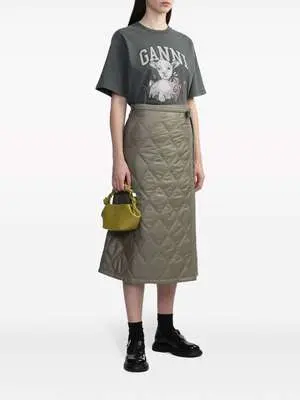 GANNI Quilted Wrap Midi Skirt