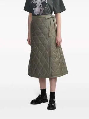 GANNI Quilted Wrap Midi Skirt