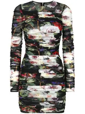 Dolce & Gabbana Floral-print Short Dress - Neutrals