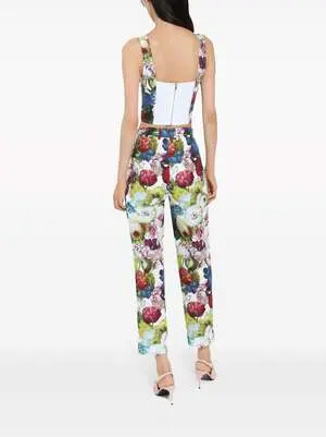Dolce & Gabbana Floral-print Cropped Trousers - White