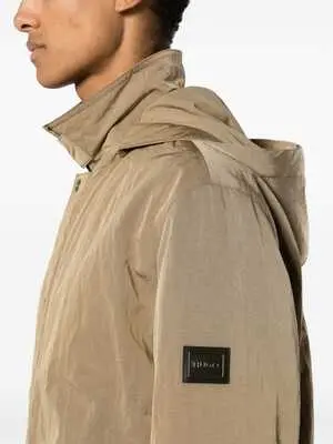 Hugo Hooded Crinkled-finish Raincoat