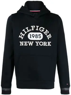 Tommy Hilfiger Embroidered Logo Cotton Hoodie - Blue