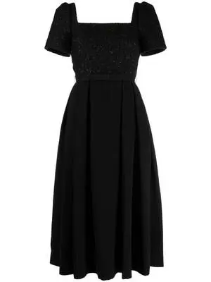 SELF-PORTRAIT Bouclé-panel Midi Dress