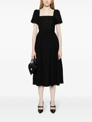 SELF-PORTRAIT Bouclé-panel Midi Dress