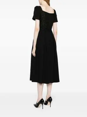SELF-PORTRAIT Bouclé-panel Midi Dress