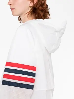 Thom Browne 4-bar Stripe Hooded Jacket - White