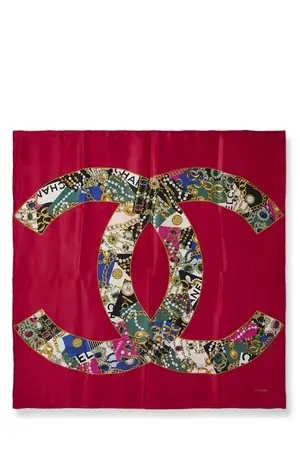 Chanel Silk 'cc' Scarf - Red