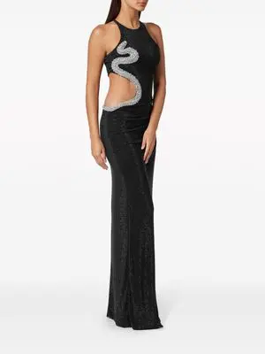 Philipp Plein Sleeveless Crystal Embellished Maxi Dress