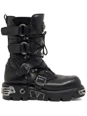 Rabanne X New Rock Buckled Leather Boots