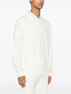 Polo Ralph Lauren Crew Neck Embroidered Sweater - White