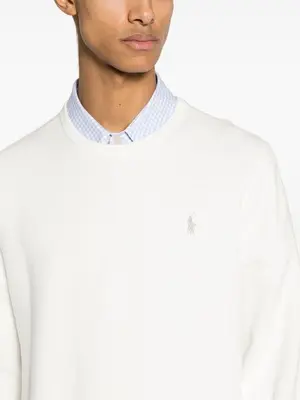 Polo Ralph Lauren Crew Neck Embroidered Sweater - White
