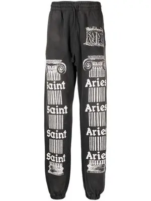 SAINT MXXXXXX Slogan-print Cotton Track Pants