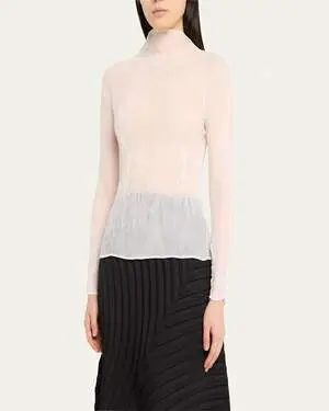 Issey Miyake Chiffon Twist-38 Sheer Top - White