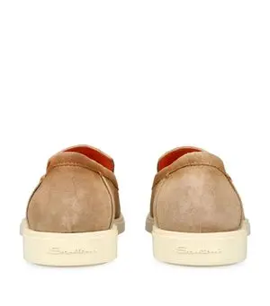 Santoni Suede Detroit Low-top Loafers - Beige